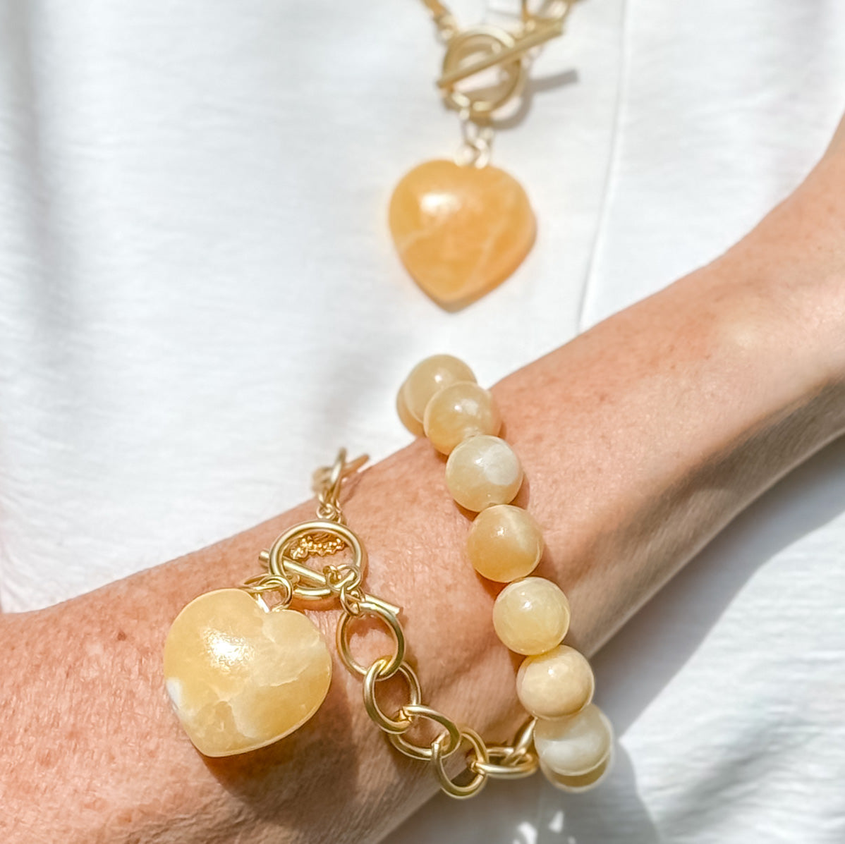 Heart & Soul Honeysuckle Agate Heart with Circle Loop Toggle Necklace ...