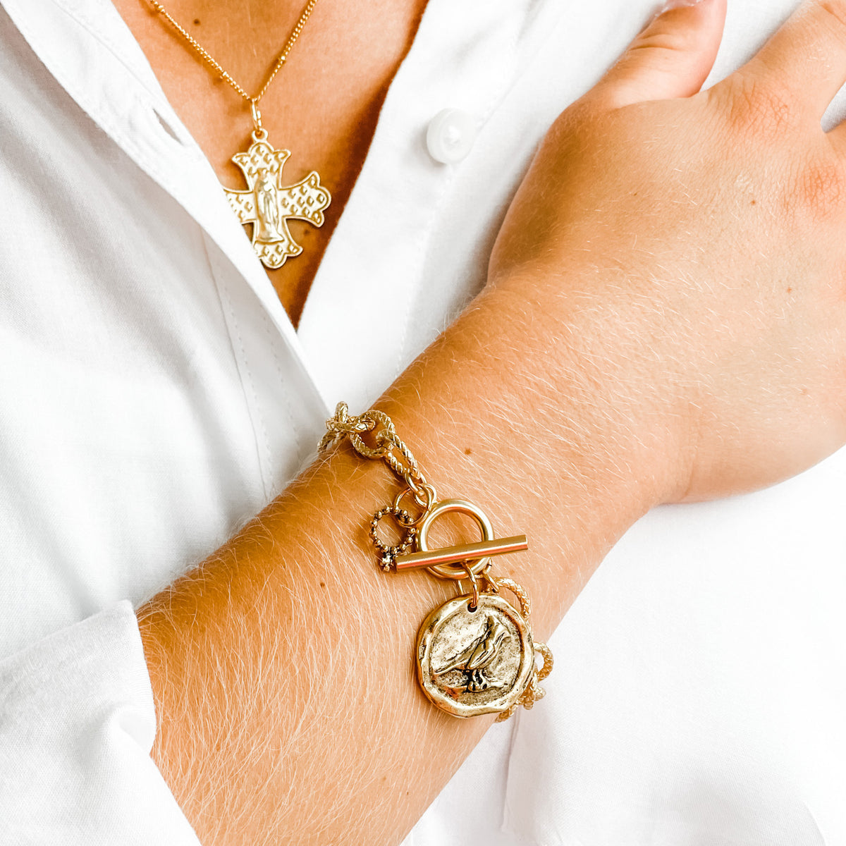 Twisted Chain Toggle Bracelet featuring Jen's Personal Cardinal ...