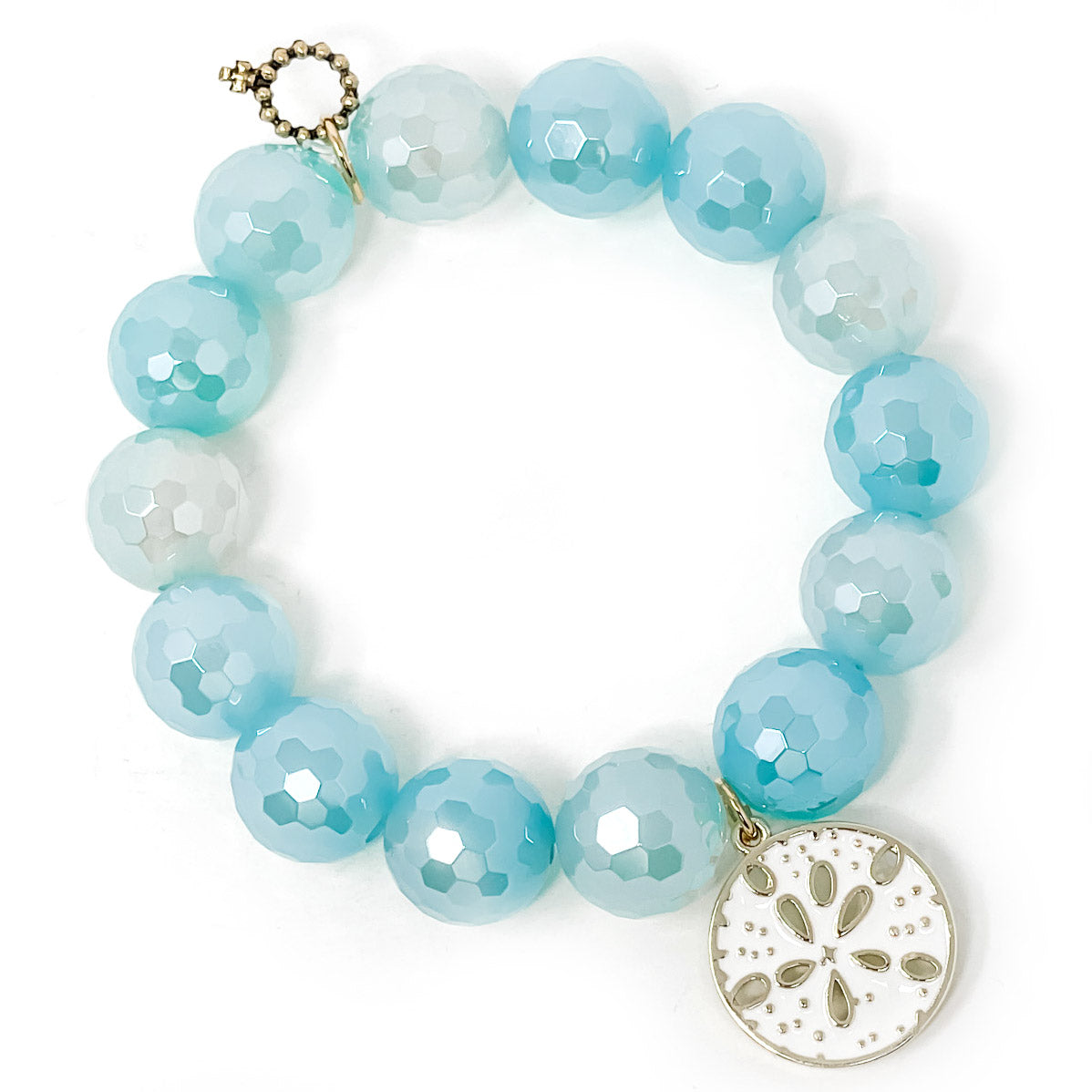 Faceted Iridescent Tranquility Agate with White Enameled Sand Dollar ...