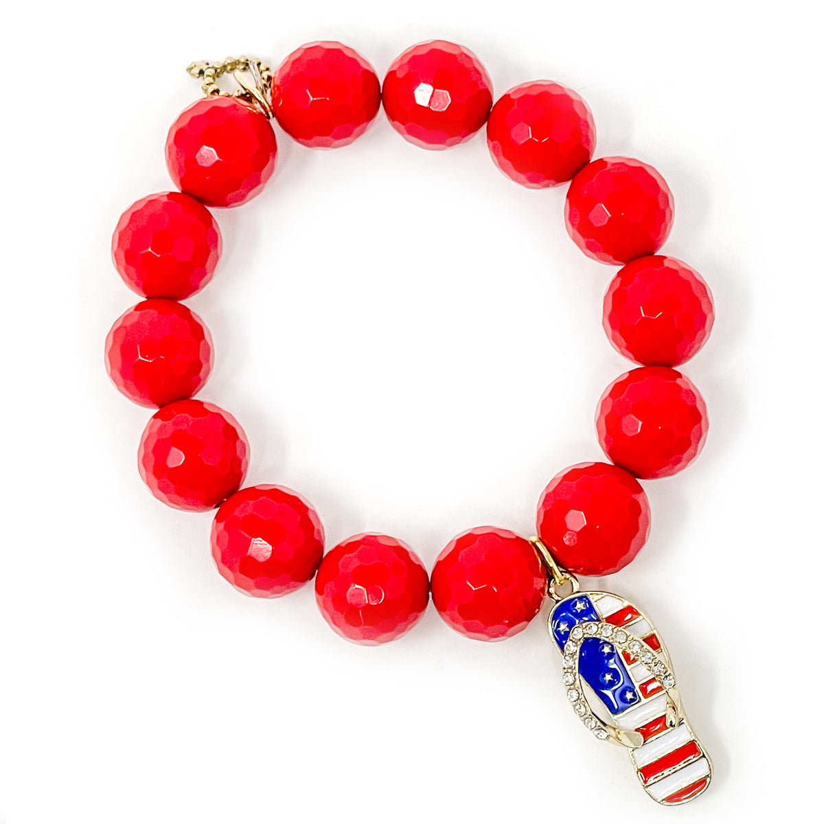Stars and Stripes Bracelet with Vintage Medal – Powerbeads by jen